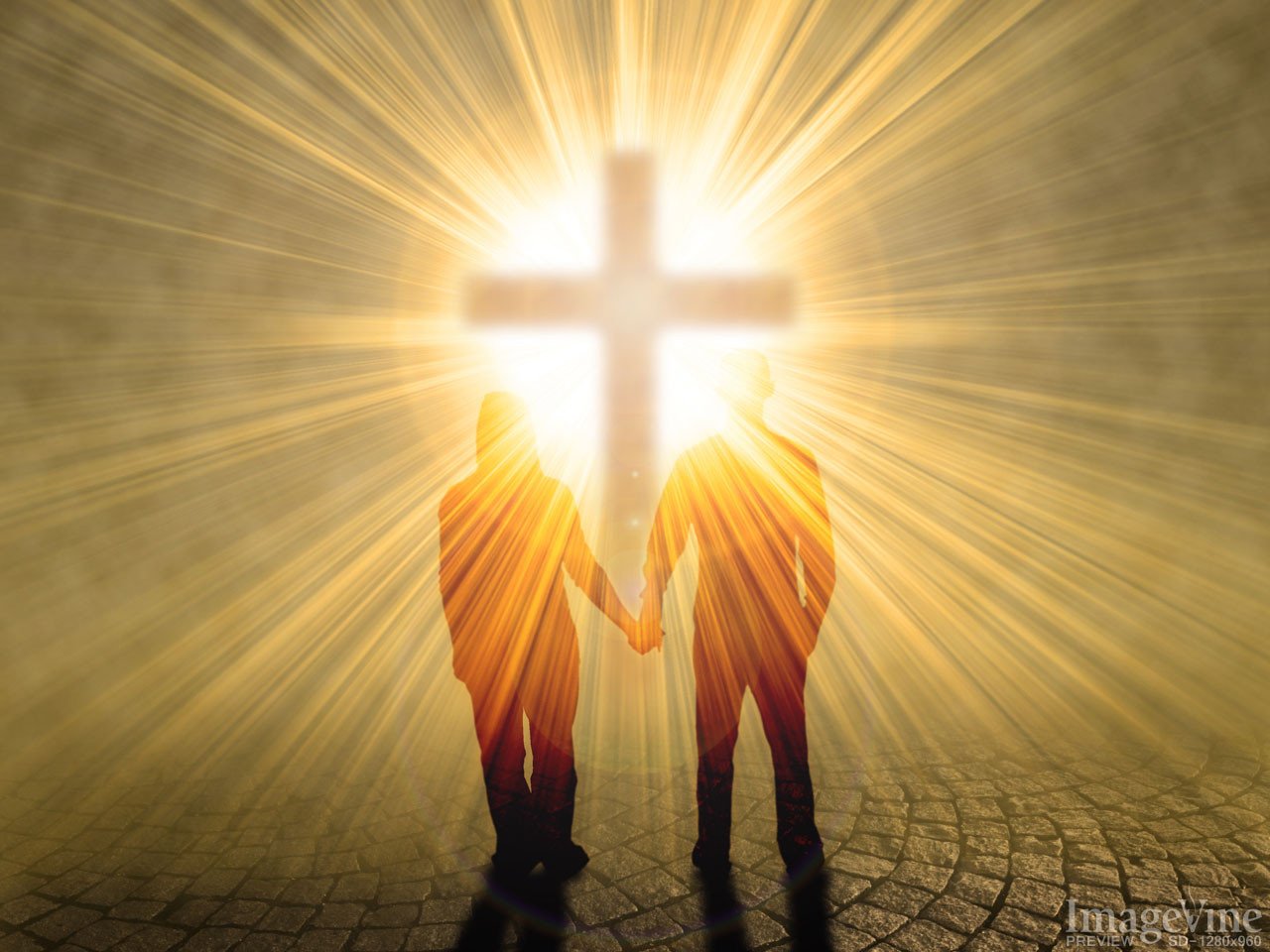 Illuminated Cross Behind Couple | Unity Marriage Ministry